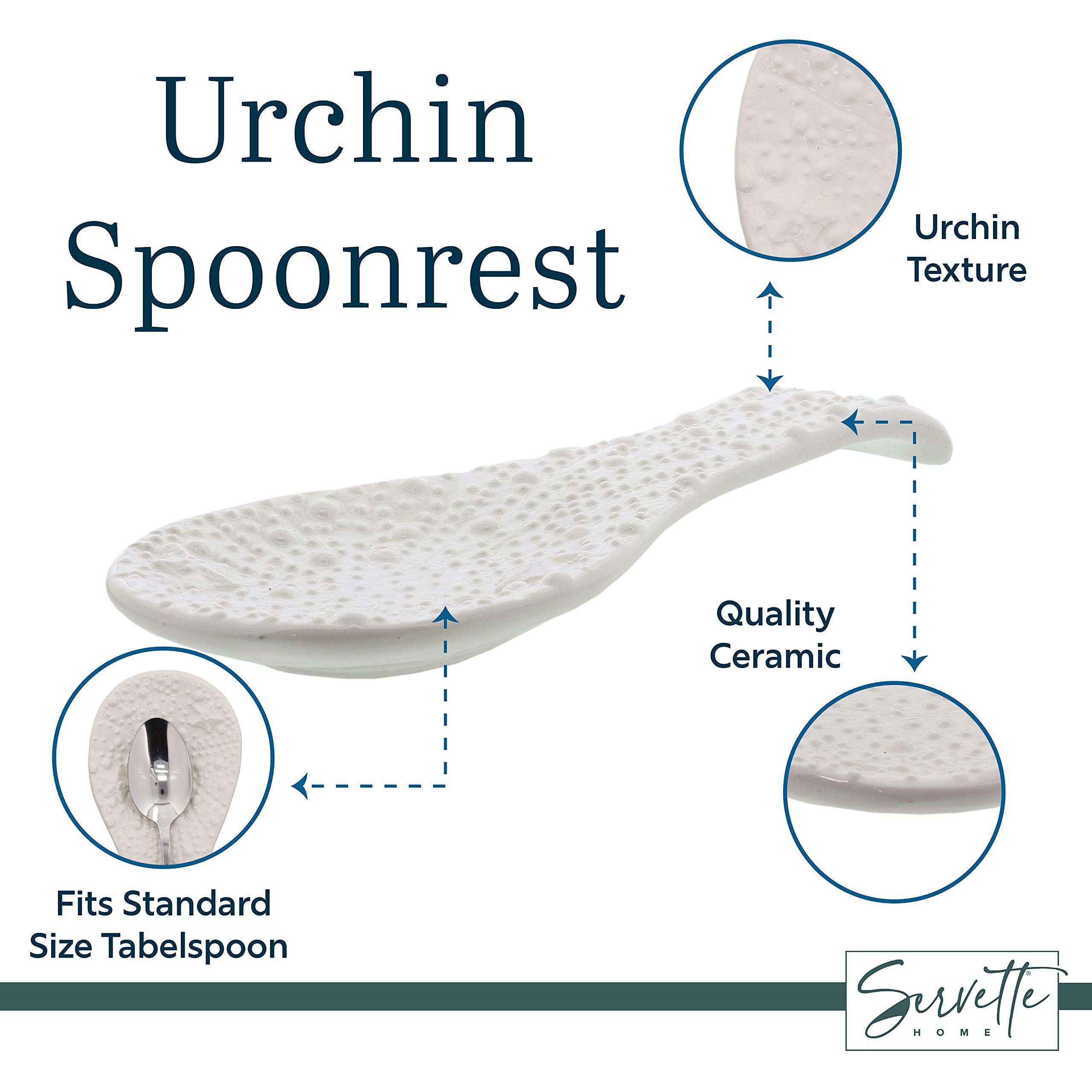 Ceramic Beach Themed Spoon Rest for Kitchen - Sea Scene
