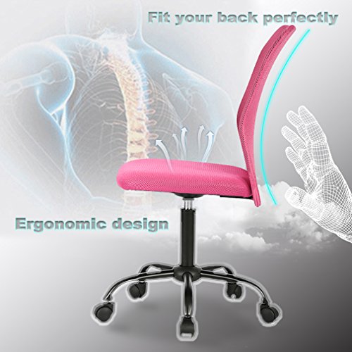 BestMassage Office Chair Desk Chair Mesh Computer Chair with Lumbar Support Armless Swivel Rolling Executive Chair for Back Pain,Pink 4 Pack