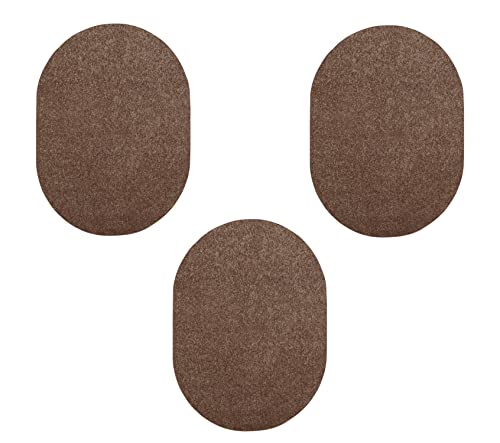 Furnish my Place Modern Plush Solid Brown Color Rug, Indoor/Outdoor Mat, Area Rugs Great for Kids, Pets, Event, Wedding, Living Room, Made in USA, 2' x 3' Oval - Set of 3