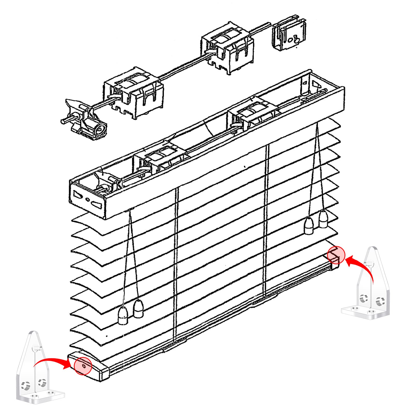 Blind Hold Down Brackets, 12PCS Mini Blind Holder Bracket Clear Plastic Door Blinds Bottom Bracket Window Horizontal Blinds Shades Brackets Replacement Parts