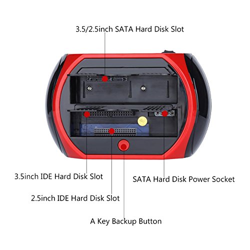 Boquite Romantic PresentHard Disk Dock, US Plug Dual SATA Dock USB 2.0Hub 2.5"/3.5" SATA HDD Dock, Hard Disk Dock, MACs for SATA Hard Disk OS IDE Hard Disk Linuxs