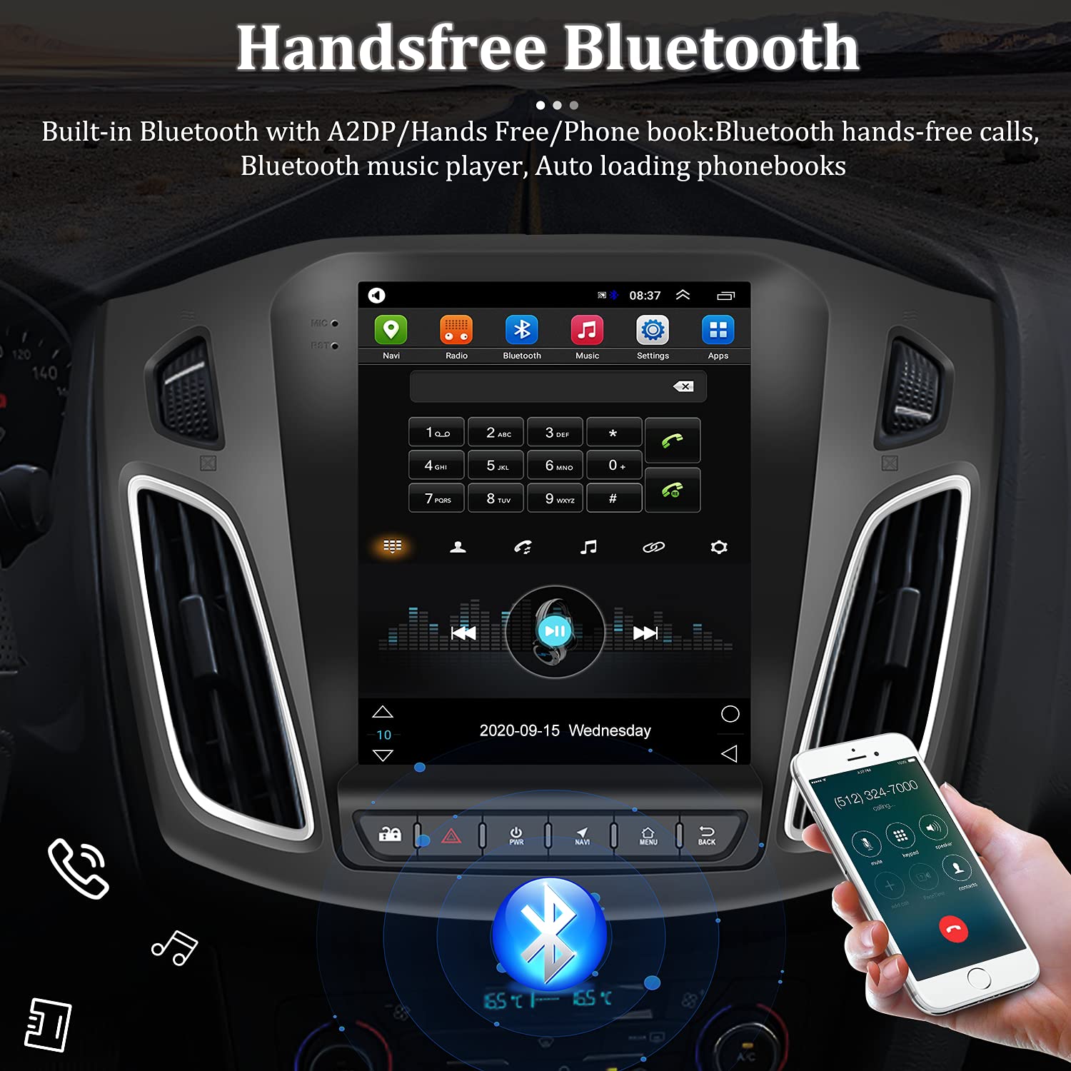 CAMECHO Android 10.1 Car Stereo for Ford Focus 2012 2013 2014 2015 2016 2017 2018, 9.7 inch Touch Screen Car Radio with Bluetooth, FM, GPS Navigation Head Unit, WiFi, Mirror Link, SWC+Back up Camera