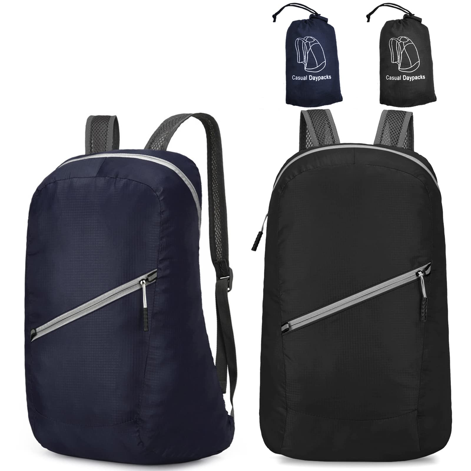 BELEFU 2Pcs Small Packable Backpack Foldable, Lightweight Hiking Camping Travel Backpack for Men Women, Ultralight Portable Day Pack (Color 2)