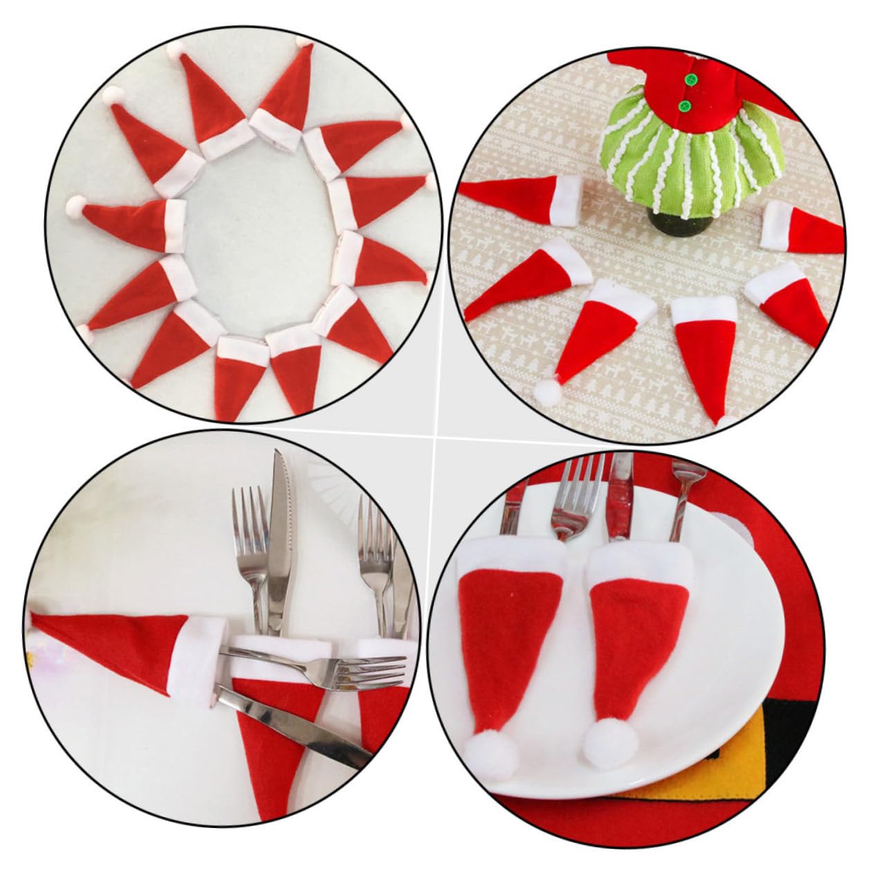 BESTOYARD 12pcs Christmas wine bottle cap Mini Xmas Knives And Forks Bags Candy Wine Bottle Holders christmas tableware cover christmas candy tableware bags 15c dining table fork spoon cloth