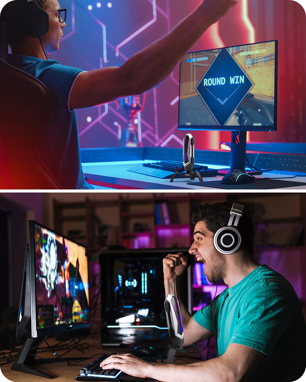 PoP voice USB Microphone, Condenser Gaming Mic for PC, PS4 and Mac, with Tap-to-Mute Sensor and Tripod Stand, Best for Games, Streaming, Podcasts, Twitch, YouTube, Discord, OBS, TeamSpeak