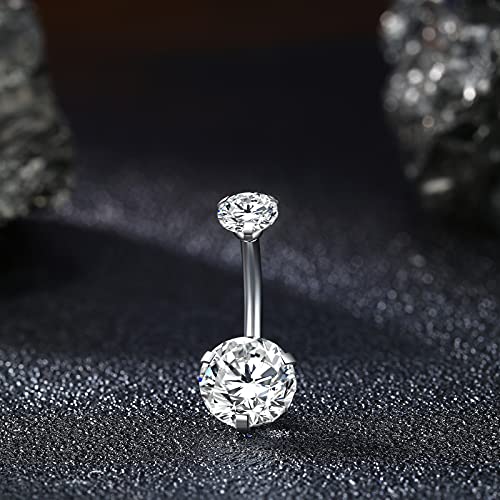 Belly Button Ring, Updated Surgical Steel Belly Button Rings with Properly Aligned Ring Top, Belly Rings for Women (1pcs clear)