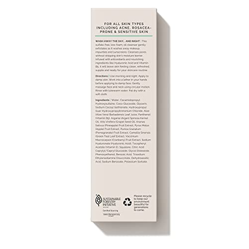 MDSolarSciences Wash Away One Step Foaming Cleanser Removes Impurities, Makeup & Sunscreen, Dermatologist Developed Vegan Formula with Hyaluronic Acid, Pineapple Extract, Aloe & Vitamin B5, 5 Fl Oz.