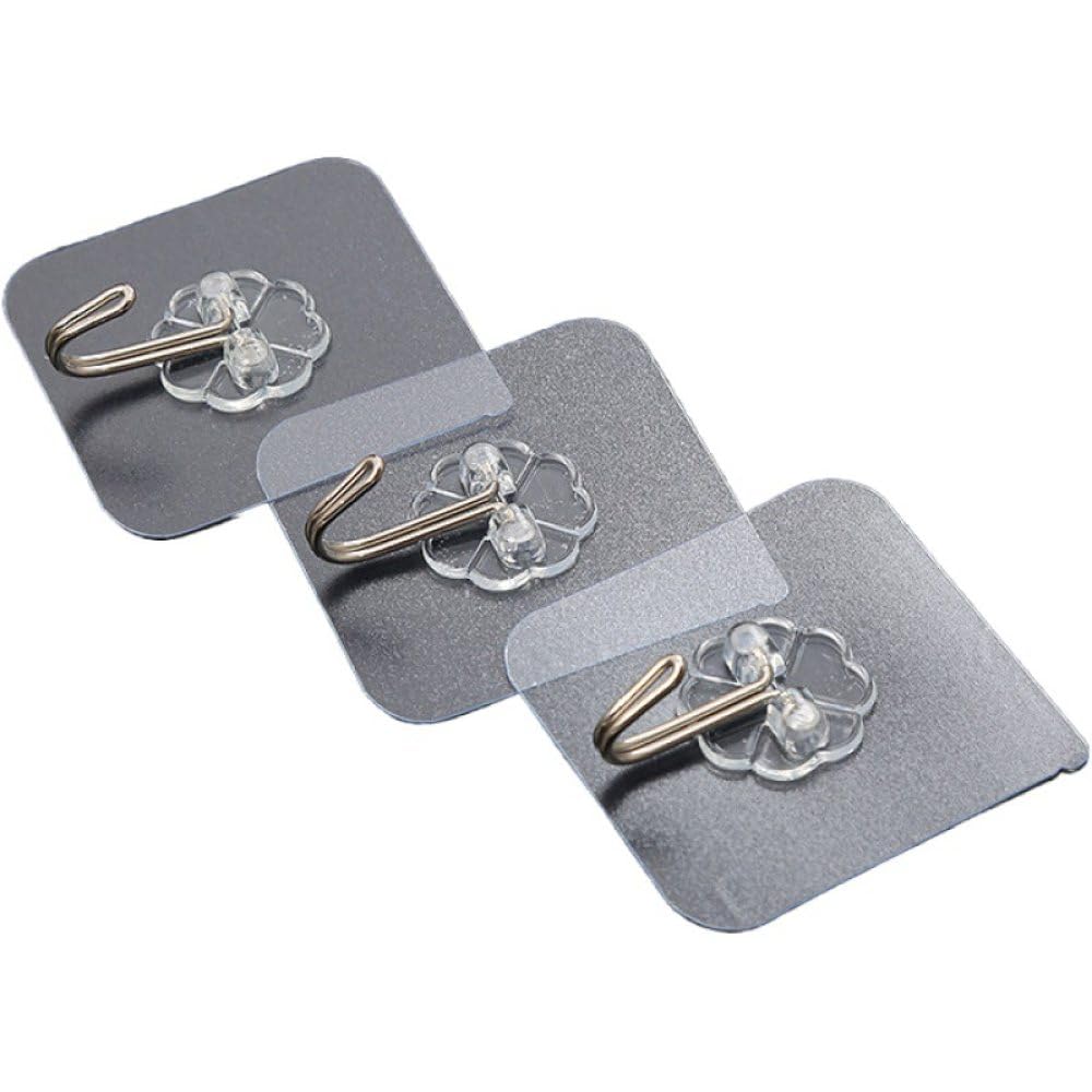 NevStp 1-10PCS Transparent Stainless Steel Strong Self Adhesive Hooks Key Storage Hanger for Kitchen Bathroom Door Wall Multi-Function,Transparent,1PCS