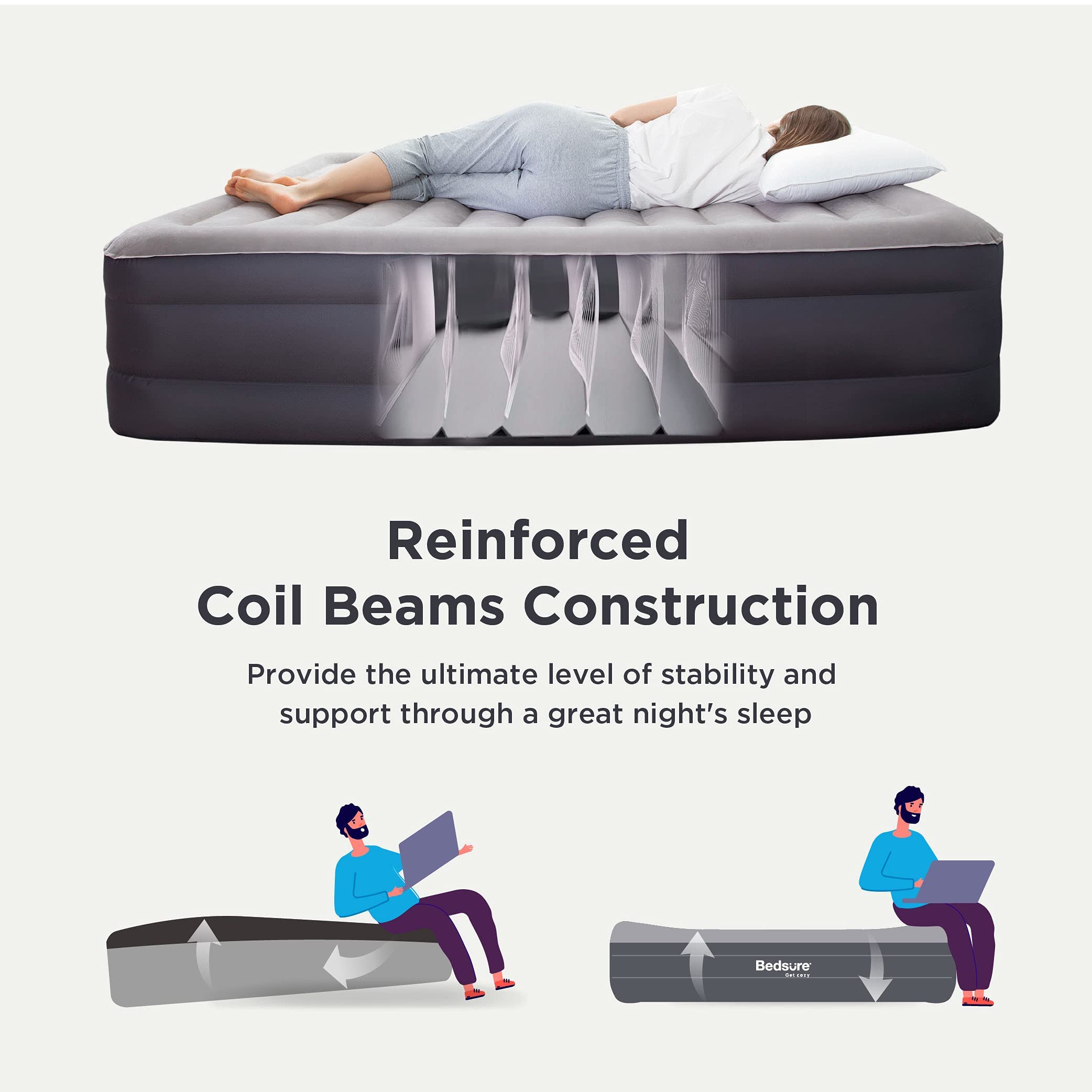 Bedsure Queen Air Mattress with Built in Pump Raised - 18" Inflatable Mattress, Double Air Beds for Camping and Indoor Use