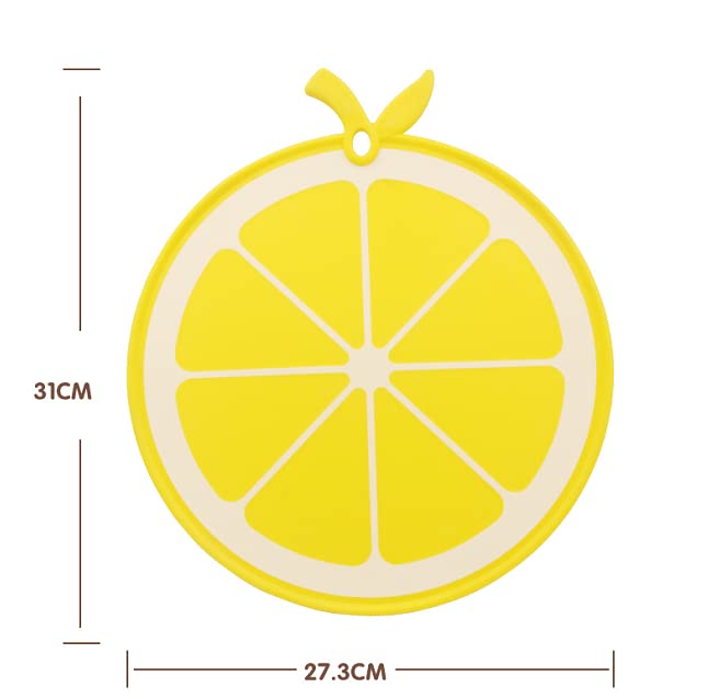 Chopping Board Plastic Fruit Cutting Boards for Kitchen, BPA Free, Dishwasher Safe, Food Safe PP Material Small Size Cutting Board for Gift Family Dormitory (lemon(12 x 10.5 inch))