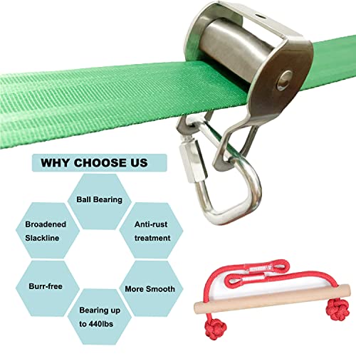 TTANTWFO Zipline Kits for Kids Backyard 50FT, Slackline Pulley with Zipline, Outdoor Warrior Training Equipment for Girls Boys, Obstacle Course for Kids Backyard (A)