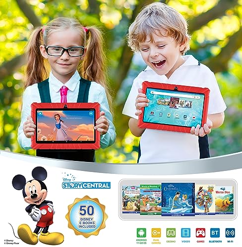 Contixo Kids Tablet V8, 7-inch HD, Ages 3-7, Toddler Tablet with Camera, Includes 50+ Disney Storybooks & Stickers (Value $200) - Android 11, 32GB, (2023 Model), Red