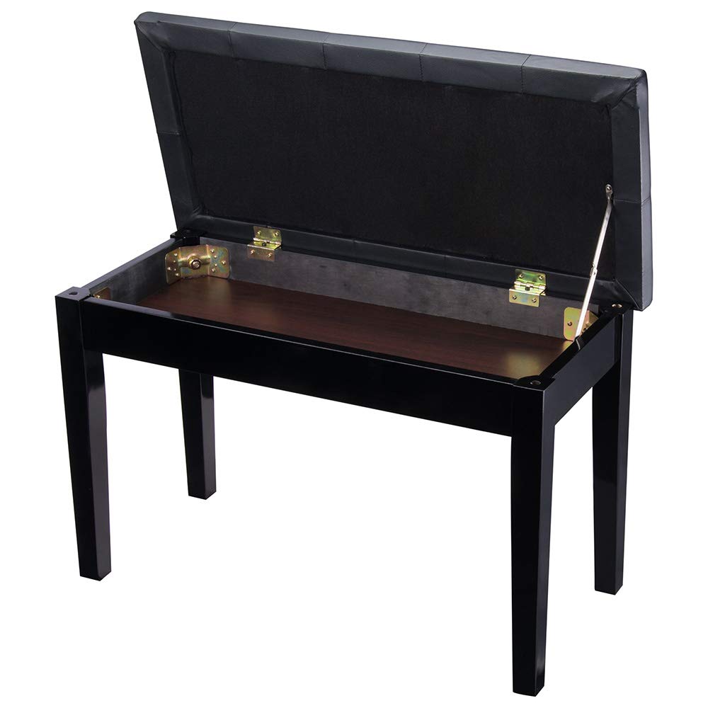 AW Piano Bench Stool Dual Leather Padded Keyboard Organ Duet Chair Seat Double Throne Storage Capacity 400 lbs 29.3x13.3x19 Black