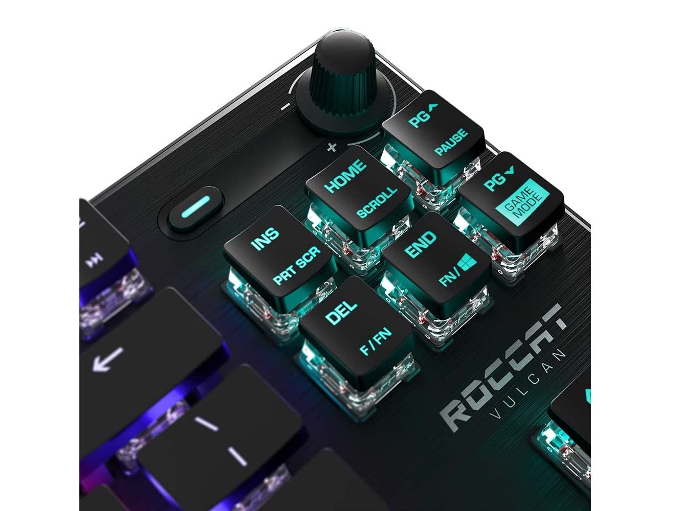 ROCCAT Vulcan TKL Linear PC Gaming Keyboard, Titan Switch Mechanical with Per Key AIMO RGB Lighting, Tenkeyless, Compact Design, Anodized Aluminum Top Plate, Detachable USB-C Cable, Black