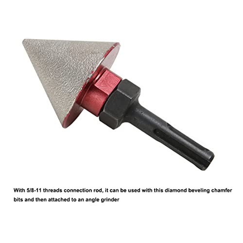Brazed Diamond Chamfer Grinding Bit, 1-7/8In Diamond Beveling Chamfer Bits Diamond Countersink Grinding for Trimming Enlarging Reaming Granite Marble Tiles Slate Hole with 5/8β-11 Threads Rod