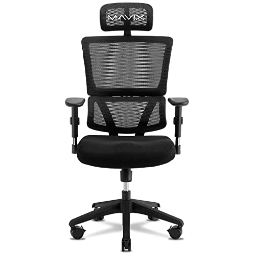 MAVIX M4 Gaming Chair: 19.5” Mesh Seat, DVL, Fixed Back Recline - Airy Comfort/Responsive Support/Adjustable Features for Gamers (Black)