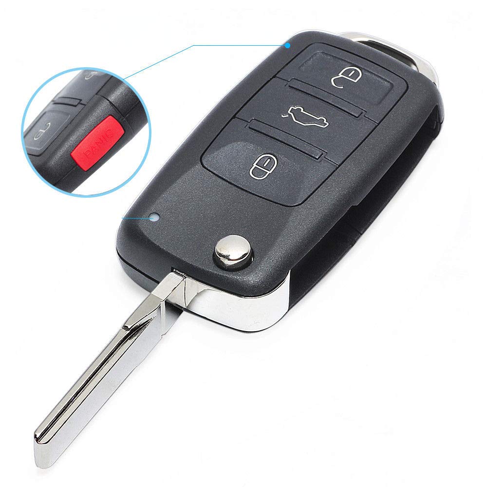Beefunny 315MHz ID46 Chip 3+1 4 Button Replacement Flip Folding Remote Key Fob for Volkswagen Touareg 2002-2010 (1)