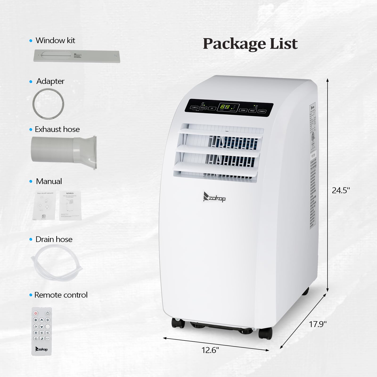 ROVSUN WiFi Enabled 12000 BTU 3-in-1 Portable Air Conditioner, Cooler, Dehumidifier, Fan, Powerful Room Mobile AC Unit with Remote/APP Control, Rolling Wheels & Easy Installation Kit