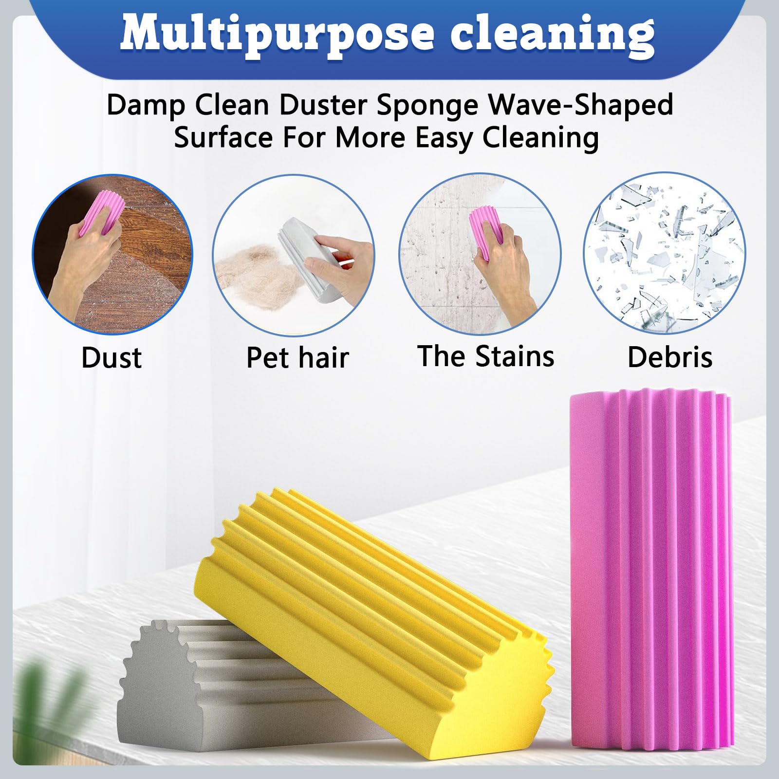 Bestylez 3 Pack Reusable Wet Cleaning Brush for Baseboard, Blind, Tiled, Furniture, Couches, Vent, Grill, Screen