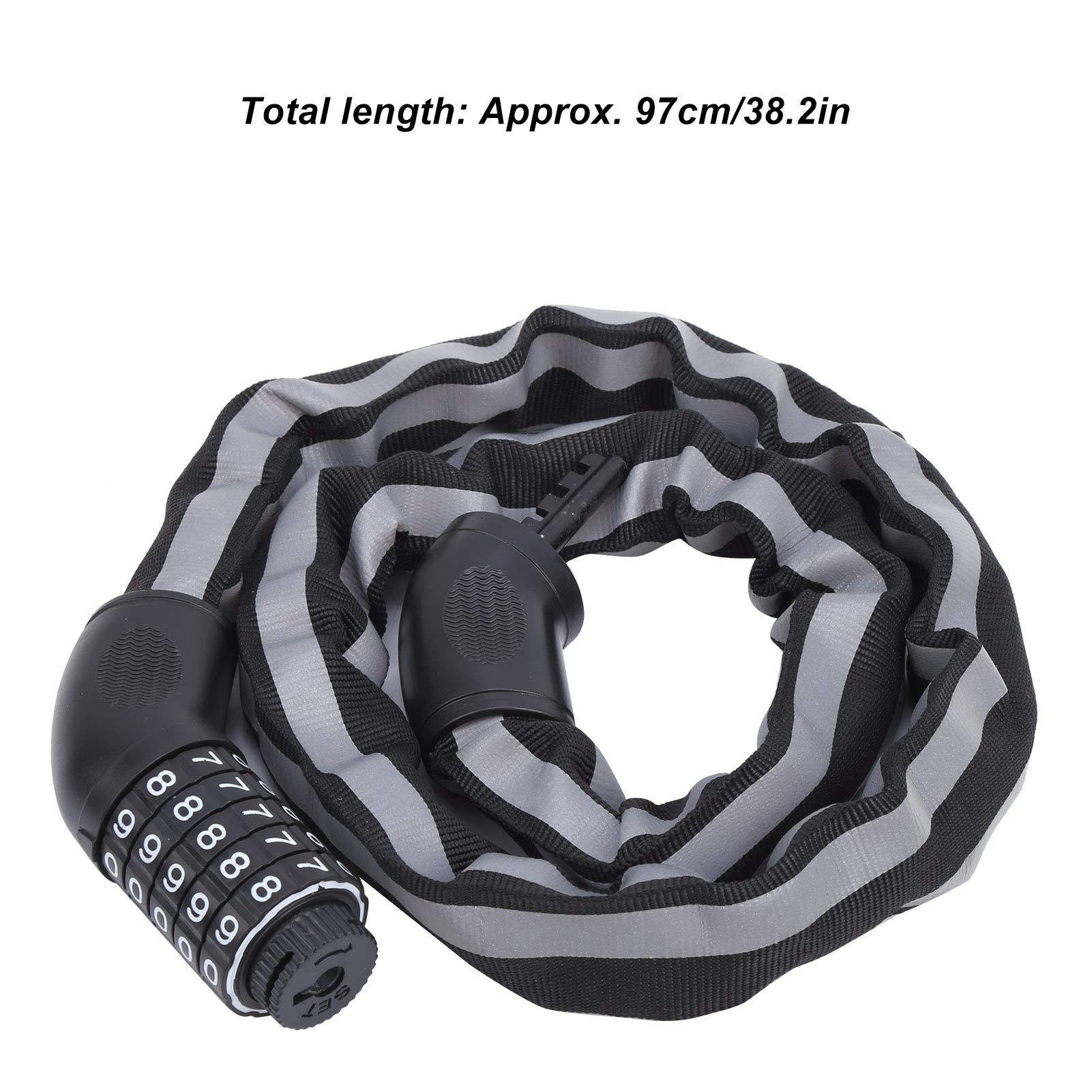 Beaswhca Reflective Black Mountain Bike Anti-Theft Code Lock Mountain Bike Cable Lock Keyless Five Times Code Lock