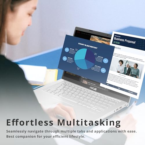 asus 2023 Vivobook 14/ HD Student Laptop, Intel Core i3-1115G4, 8GB RAM, 128GB PCIe SSD, Intel UHD Graphics, Webcam, WiFi 5, Bluetooth, Silver, Win 11, 32GB SnowBell USB Card