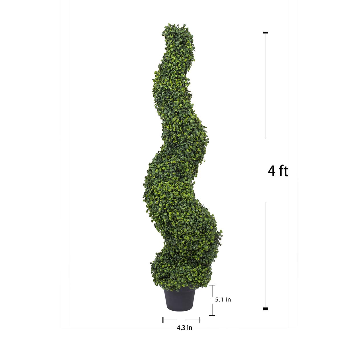 Azoco 4ft Topiary Trees Artificial Outdoor 2 Pack Spiral Boxwood Potted Plants for Home Office Front Porch Indoor Decor Set of 2