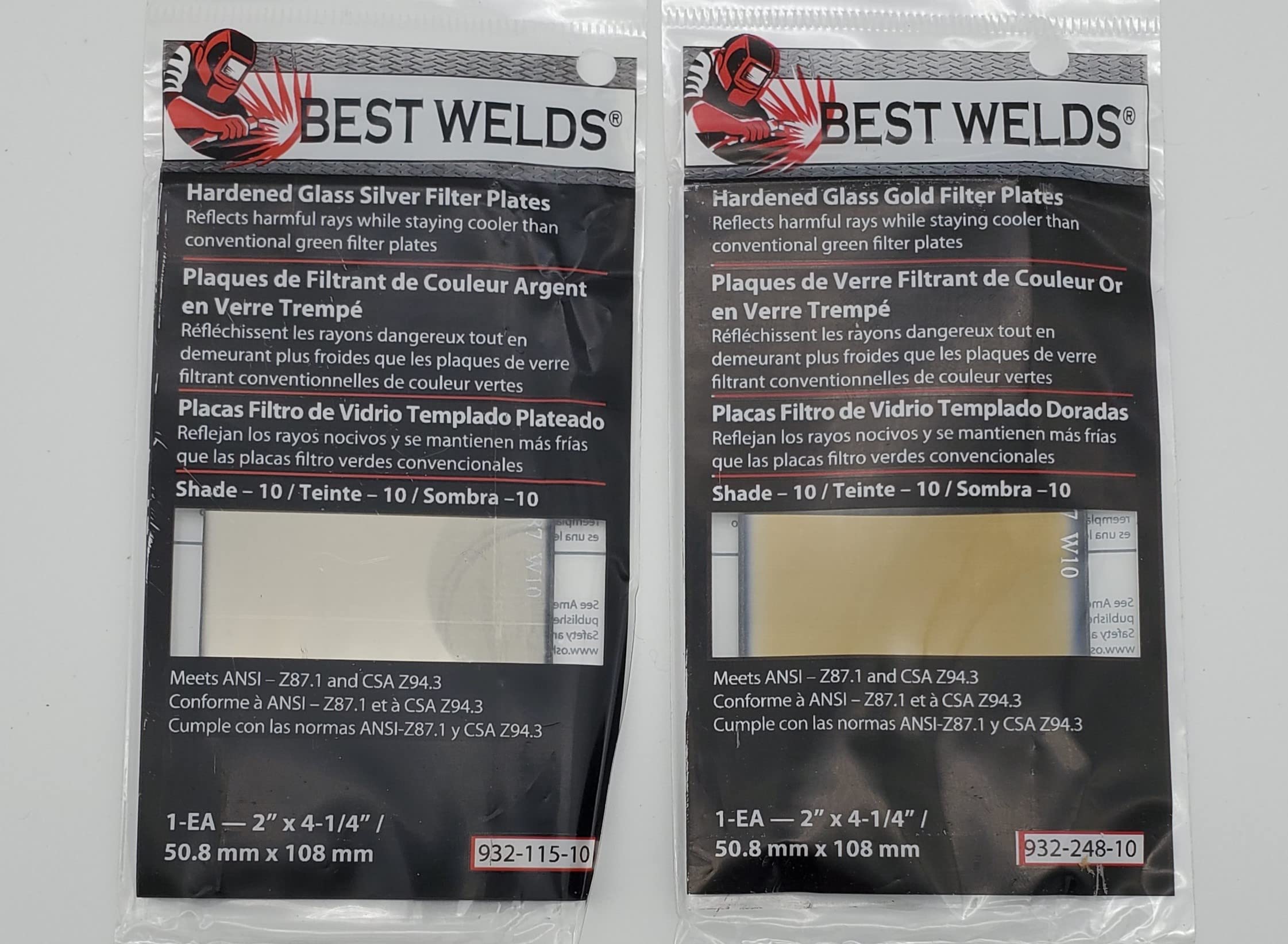 Best Welds Hardened Glass Silver Replacement Welding Lens – Advanced Passive Filter Plate 2" x 4-1/4" – Shade 9, 10, 11 & 12