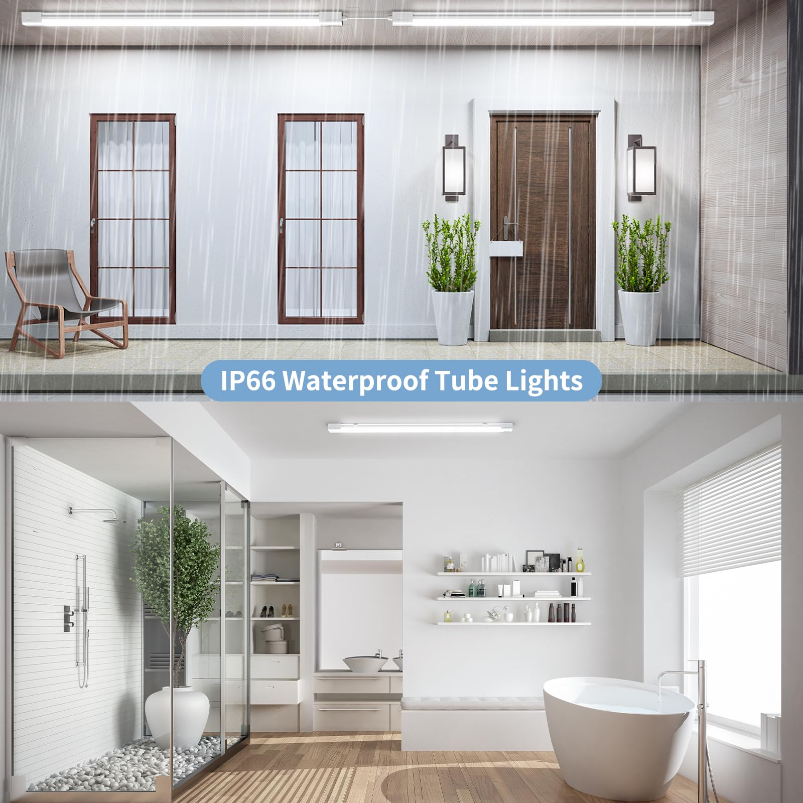 Ceiling Lights with Plug 5000K, 4FT Plug in Ceiling Light 36W LED Tube Lights Fixture with ON/Off Switch Linkable LED Closet Light for Bathroom, Garage, Workbench, Cabinet, Overhead Lighting