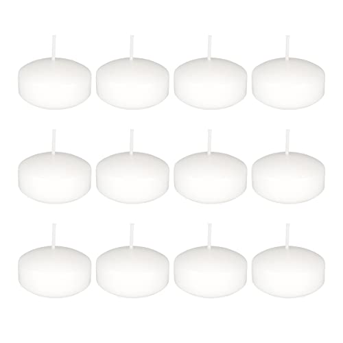 Mega Candles 12 pcs Unscented White Floating Disc Candle, Hand Poured Paraffin Wax Candles 2 Inch Diameter, Home Décor, Wedding Receptions, Baby Showers, Birthdays, Celebrations & Party Favors