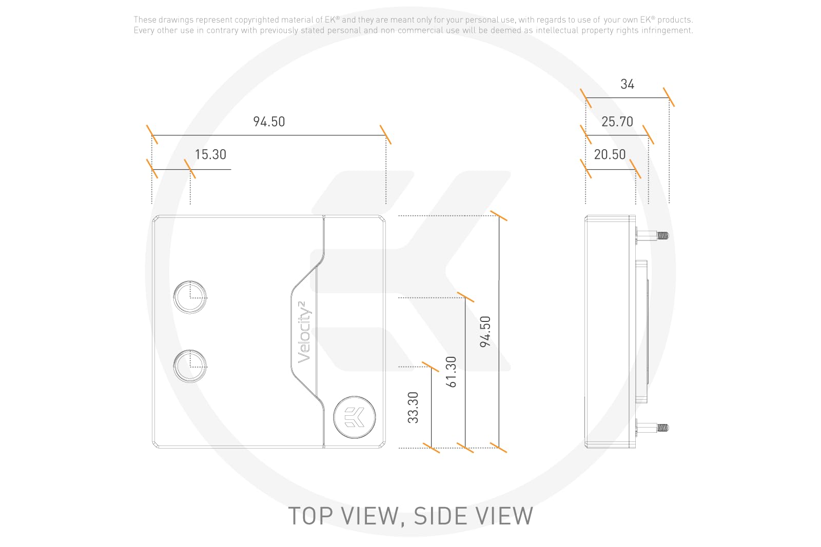 EKWB EK-Quantum Velocity 2 CPU Water Block D-RGB - 1700, Nickel/Satin Titanium