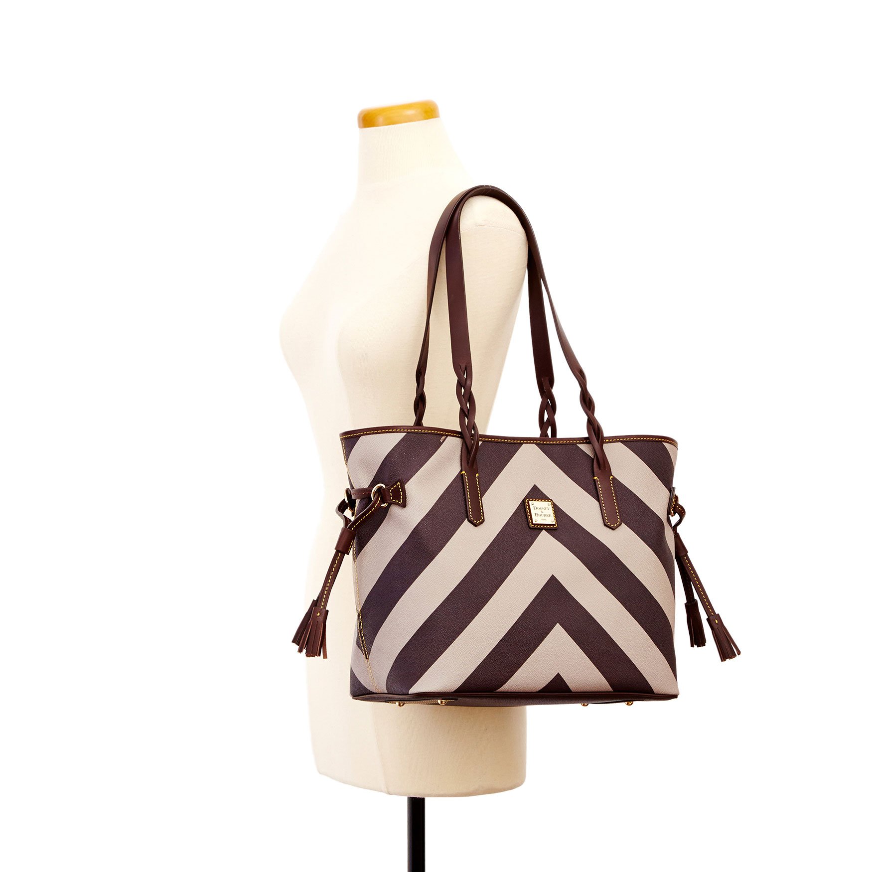 Dooney & Bourke Chevron Bailey Brown Handbag