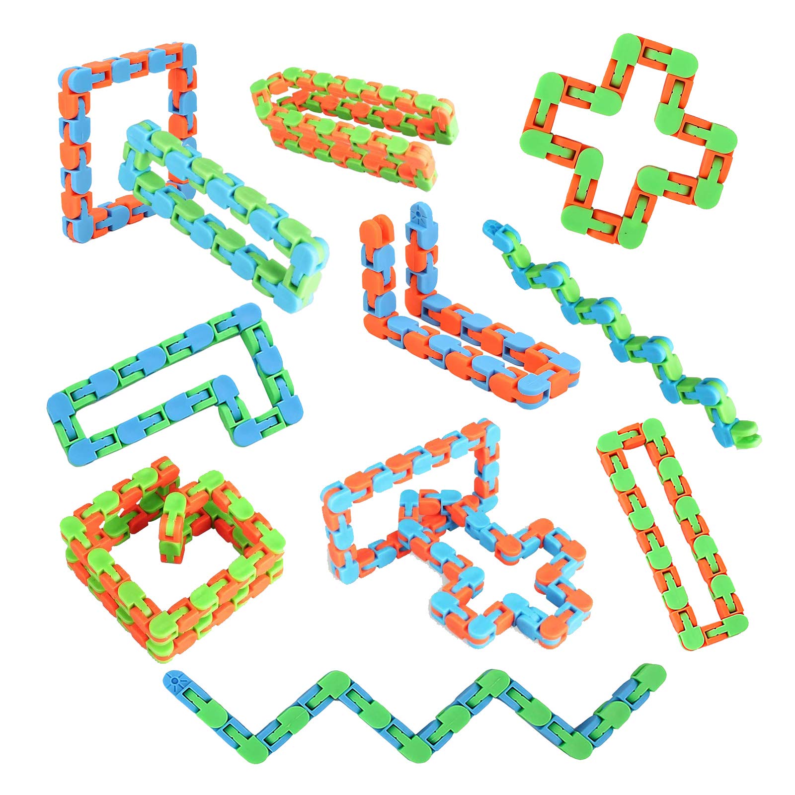Ganowo Sensory Wacky Tracks Snap and Click Fidget Toys - Party Favors,Classroom Reward,Back to School Student Gifts ,Stocking Stuffers for Kids,Teens (Pack of 12)