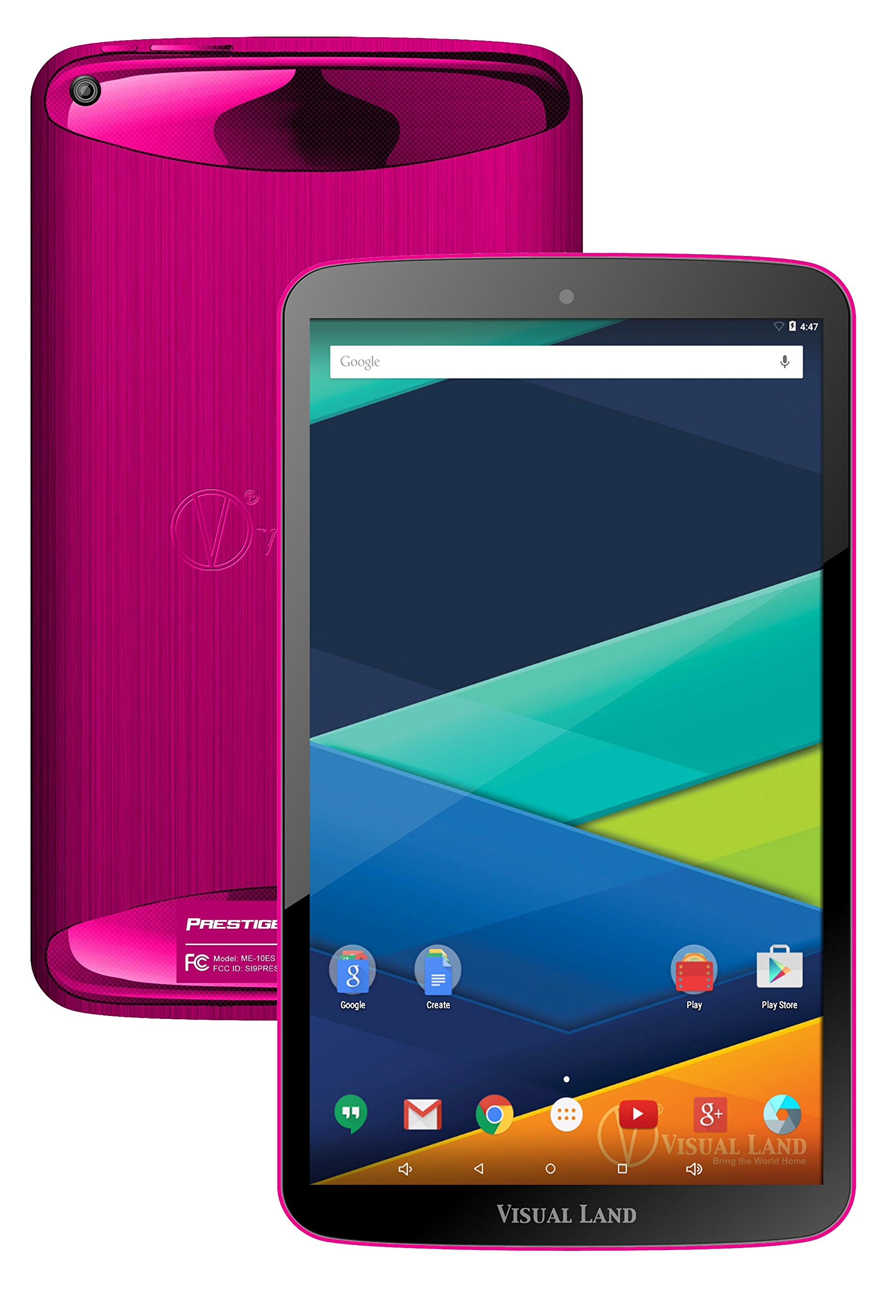 Visual Land Prestige Elite 10QS - 10.1" QuadCore Lollipop 5.0 Android Tablet with Keyboard Case, 16GB, IPS 1280x800 HD Screen, WiFi, Bluetooth ( Magenta )