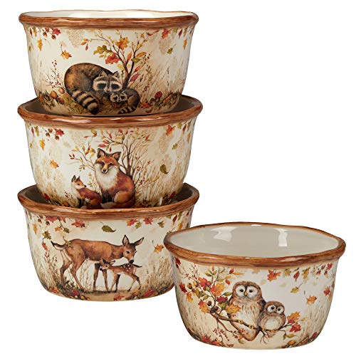 Certified International Pine Forest 22 oz. Ice Cream/Dessert Bowls, Set of 4, MULTI COLOR