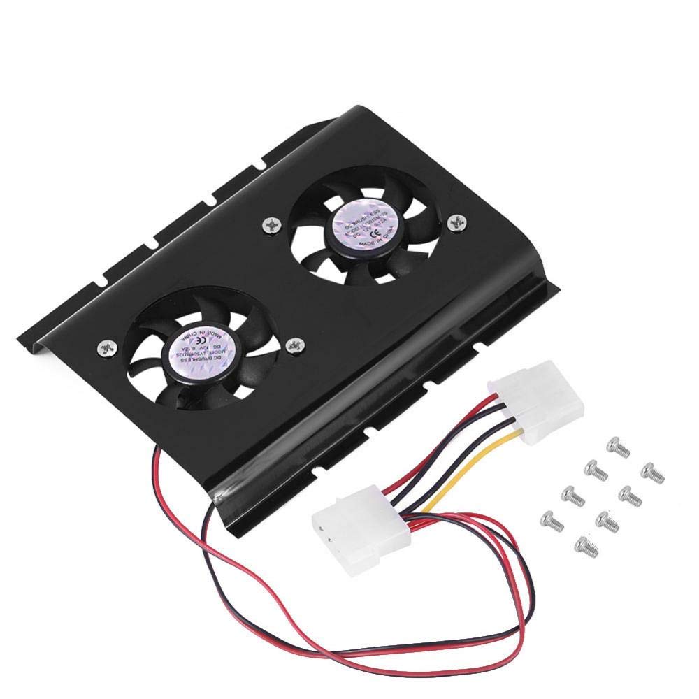 Bewinner Dual Fan Hard Disk Cooler for HDD 10.05CFM Wind-Force Hard Drive Cooler 5000¡À10% RPM Fast Heat Dissipation Hard Disk Cooler for HDD (Black)