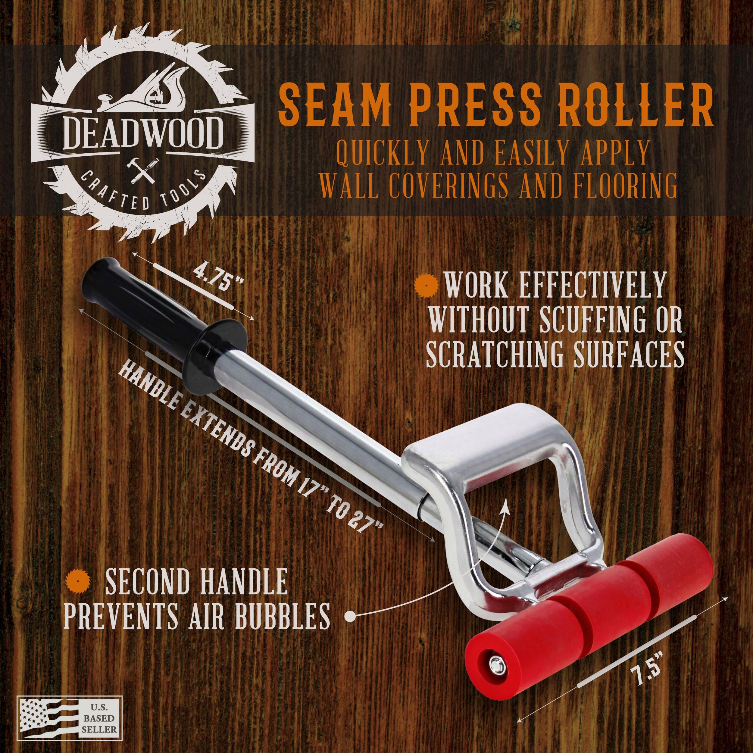 DCT Heavy-Duty Flooring Seam Press Roller, Extendable from 17in to 27in β Laminate, Vinyl, Carpet, Tile, Linoleum Floor