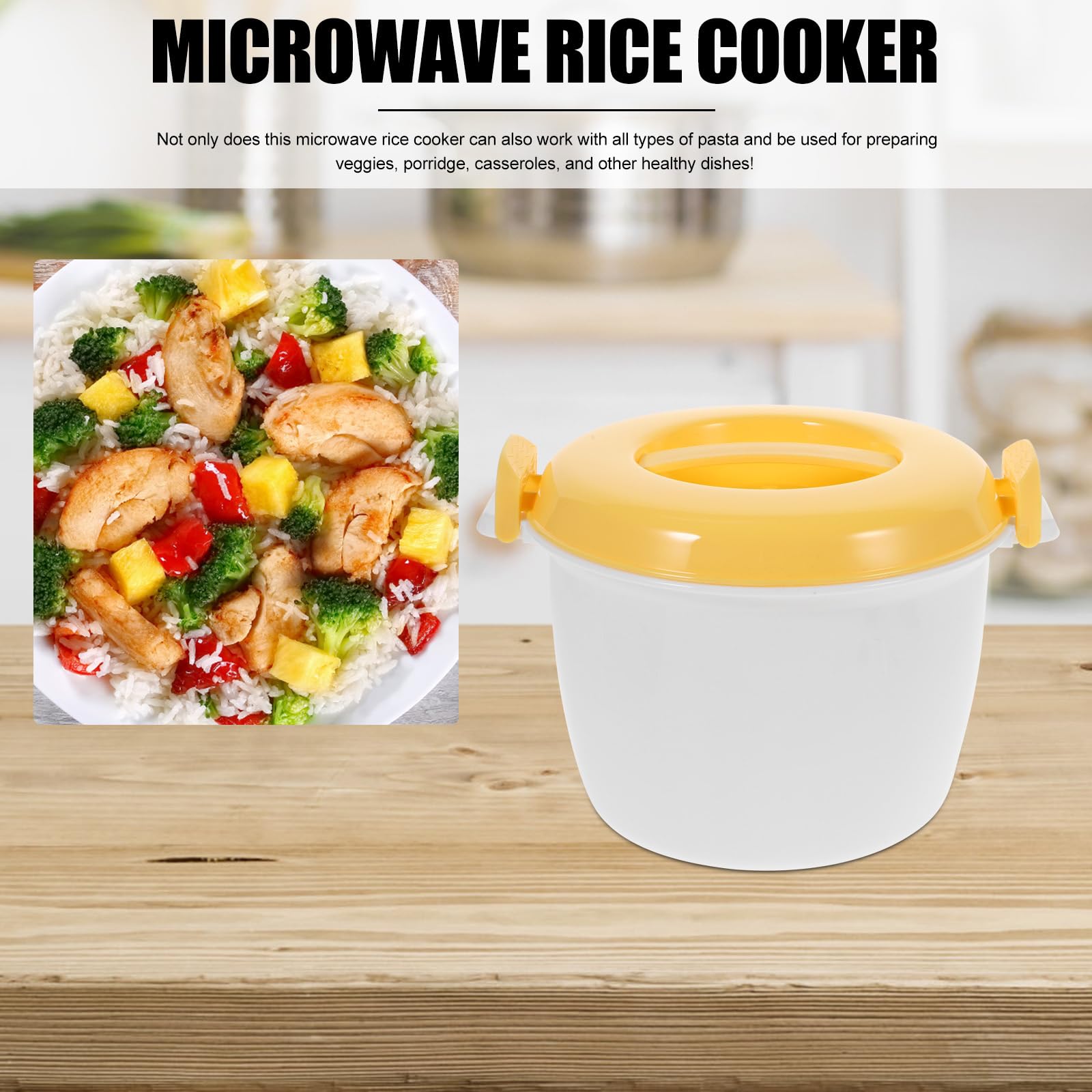 DOITOOL Microwave Rice Cooker Mini Microwave Steamer Microwave Rice Maker Vegetable Steamer Pot Microwave Cookware with Lid for Rice Vegetables,15.5X15.5X20CM