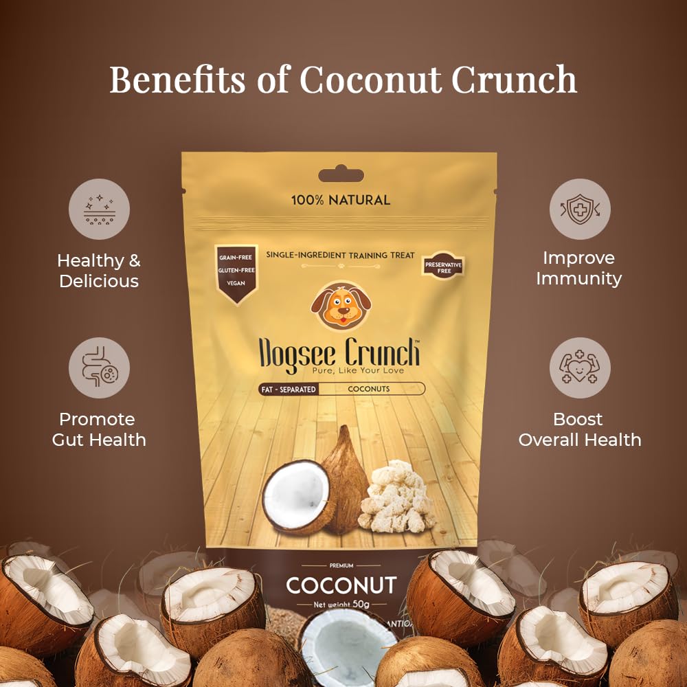 Dogsee Crunch Coconut Training Treats for Dogs 1.76oz/50g | Made from Real Coconuts | for Better Digestive Health | Freeze-Dried Training Treats