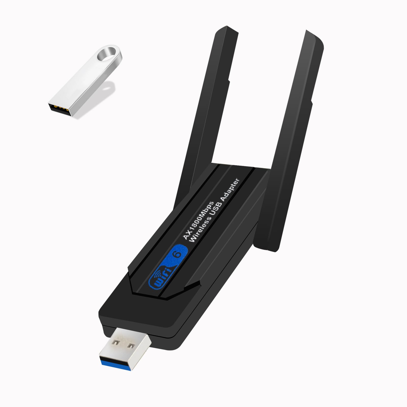 AX1800 WiFi 6 USB Adapter for Desktop PC, USB 3.0 WiFi Dongle Dual Band Wireless Network Adapter with with 2.4GHz, 5GHz High Gain Dual Band 5dBi Antenna, Supports Windows 11/10/8.1