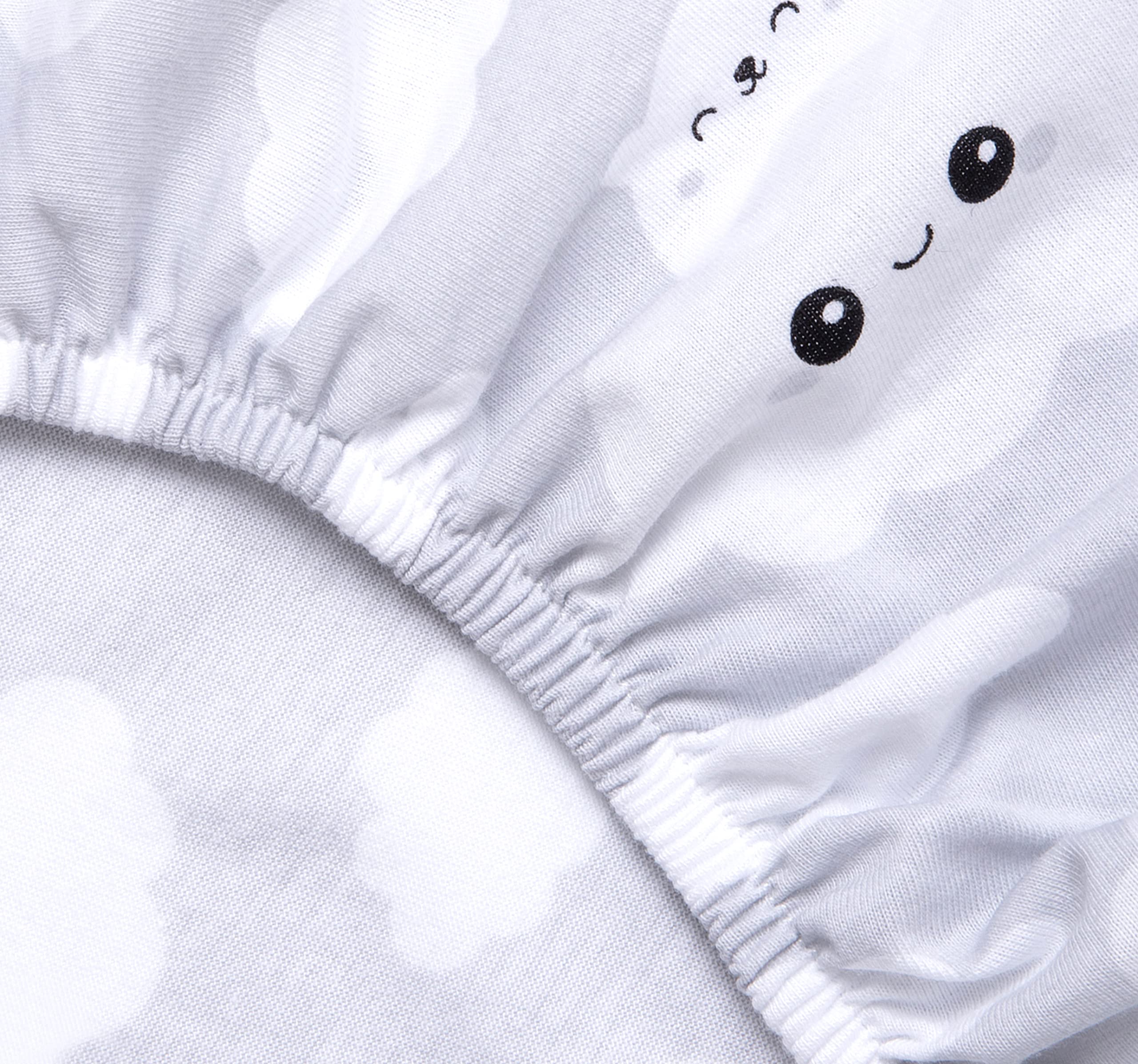 BREALIZE – Baby Bassinet Sheet, 100% Jersey Cotton – 2 Pack – 32 x 16 x 4 inches, Universal Fitted Bassinet Sheets for Baby Girls and Boys with Cloud and Bear Pattern – Color Grey and White