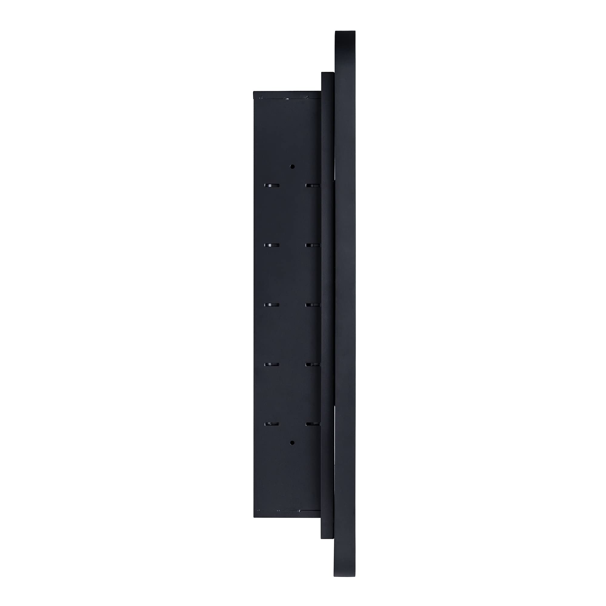 EGHOME Matt Black Rectangle Recessed Bathroom Medicine Cabinet with Mirror Stainless Steel Metal Framed Rounded Rectangular Bathroom Cabinet with Mirror 16.5x27.5''