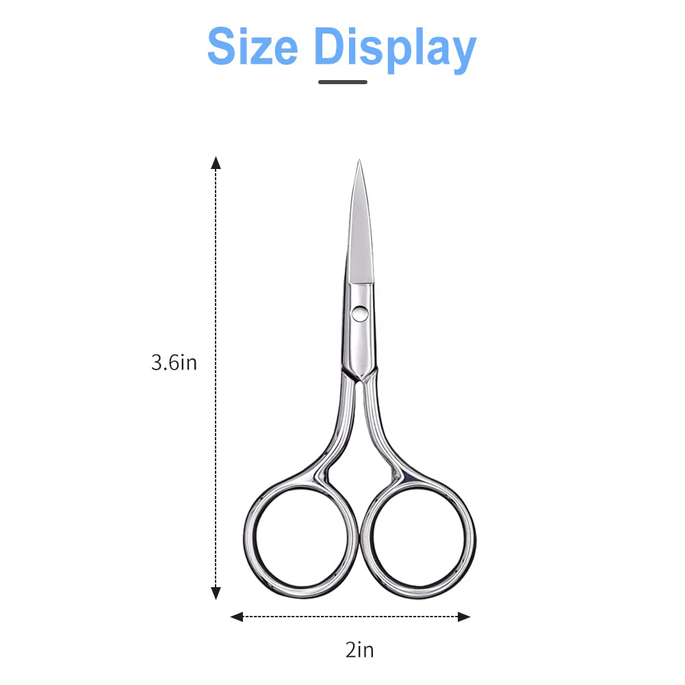 Eyebrow Scissors, Small Scissors for Hair, Eyebrows, Nose Hair, Beard, Eyelashes, Cuticle. Stainless Steel Fine Straight Tip Nose Hair Scissors -ASONTAO (1Pcs Eyebrow Scissors)