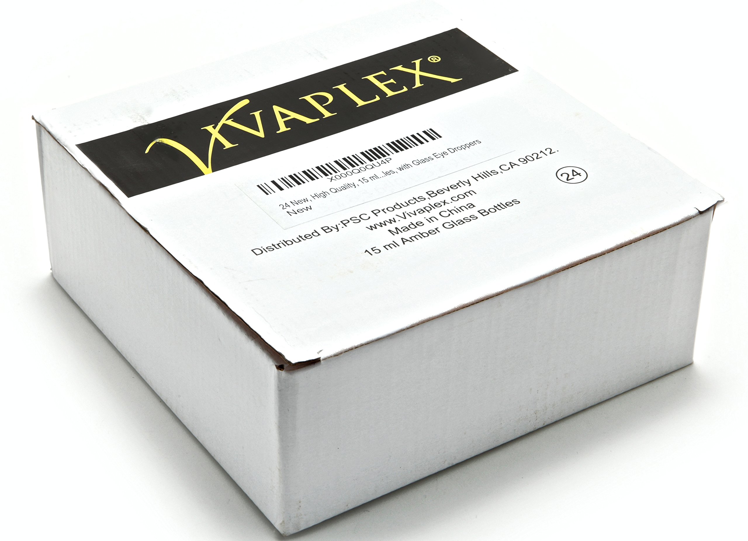 Vivaplex 24, Amber, 15 ml (1/2 oz) Glass Bottles, with Glass Eye Droppers
