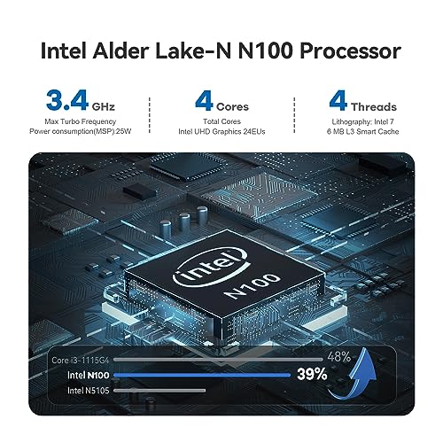 Beelink EQ12 Mini PC,12th Generation Intel Alder Lake-N100 Processor (4C/4T,up to 3.4GHz),Mini Computer with 16GB DDR5 RAM/500GB SSD,Support 4K 60Hz/Dual HDMI+Type-C/USB3.2/WiFi 6/BT5.2/Auto Power On