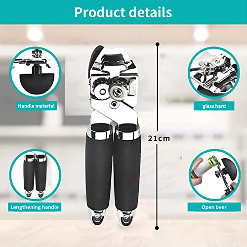 Can Opener Manual Handheld Powerful Can Opener, non-slip grip,Multifunctional stainless steel can opener,Ergonomic and easy to us(8.3 inch)