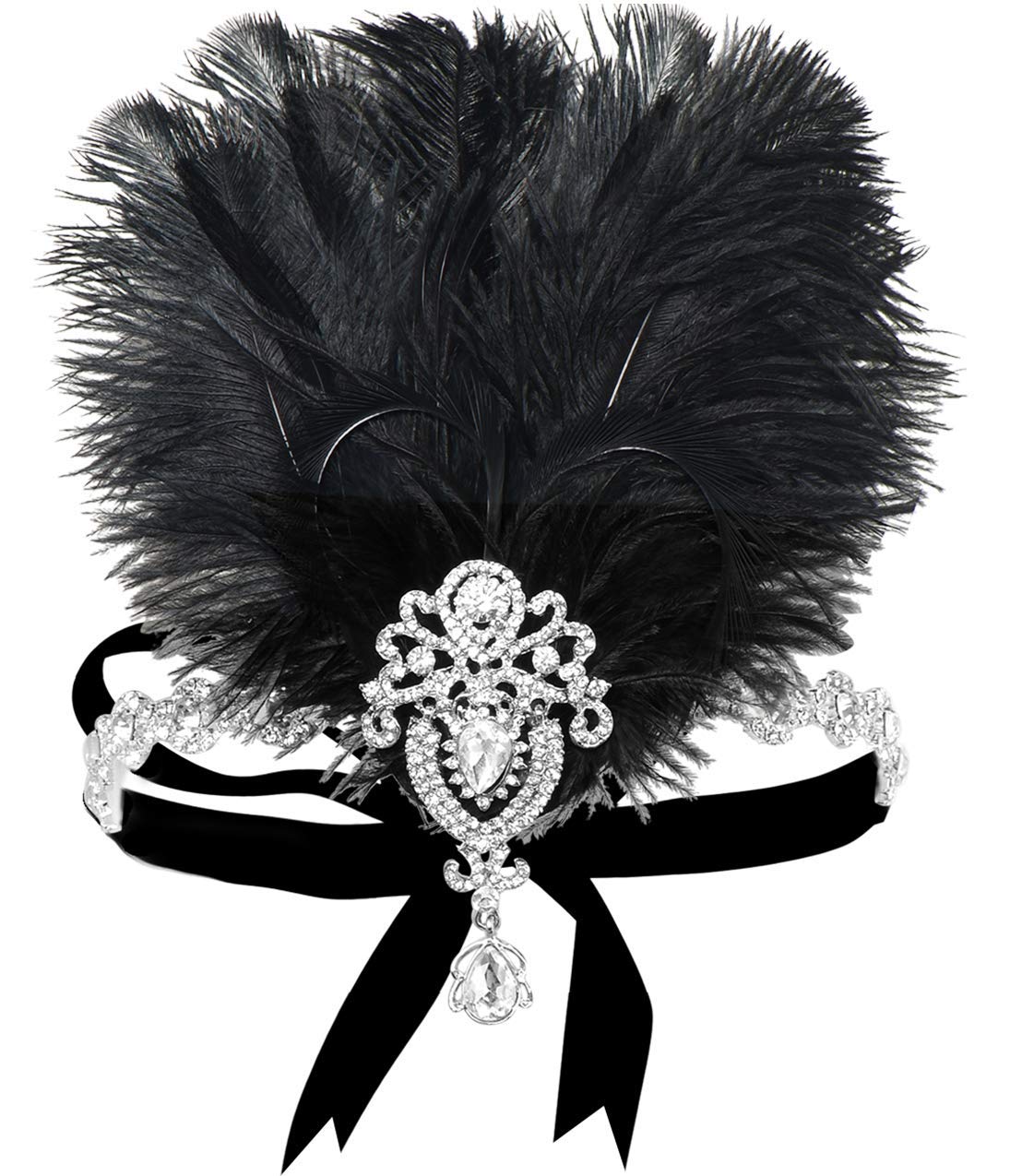 BABEYOND Women's Ostrish Feather Crystal Headband Feather Headband Flapper Headpiece 1920s