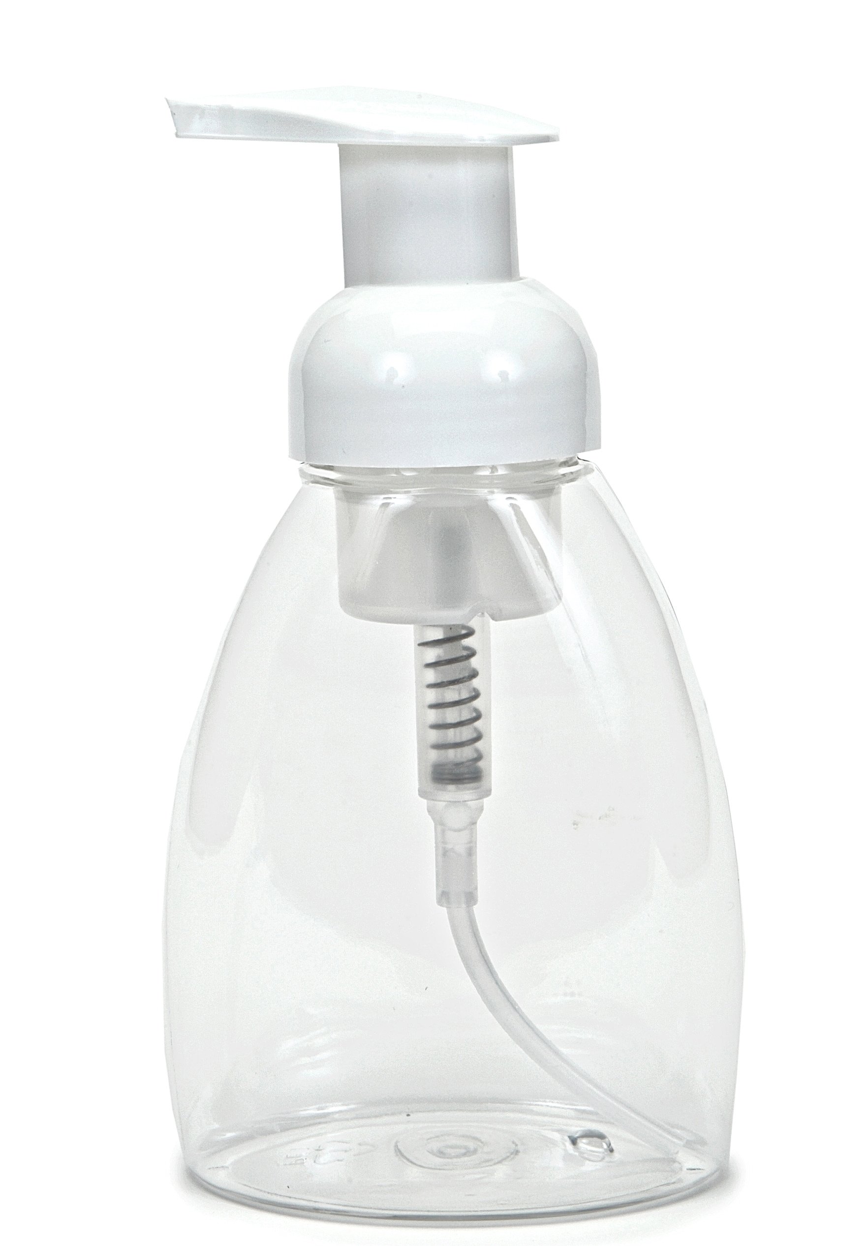 Vivaplex, 4, Clear, 8.5 oz (250 ml), Oval, Plastic Foaming Soap Dispensers, with White Pumps