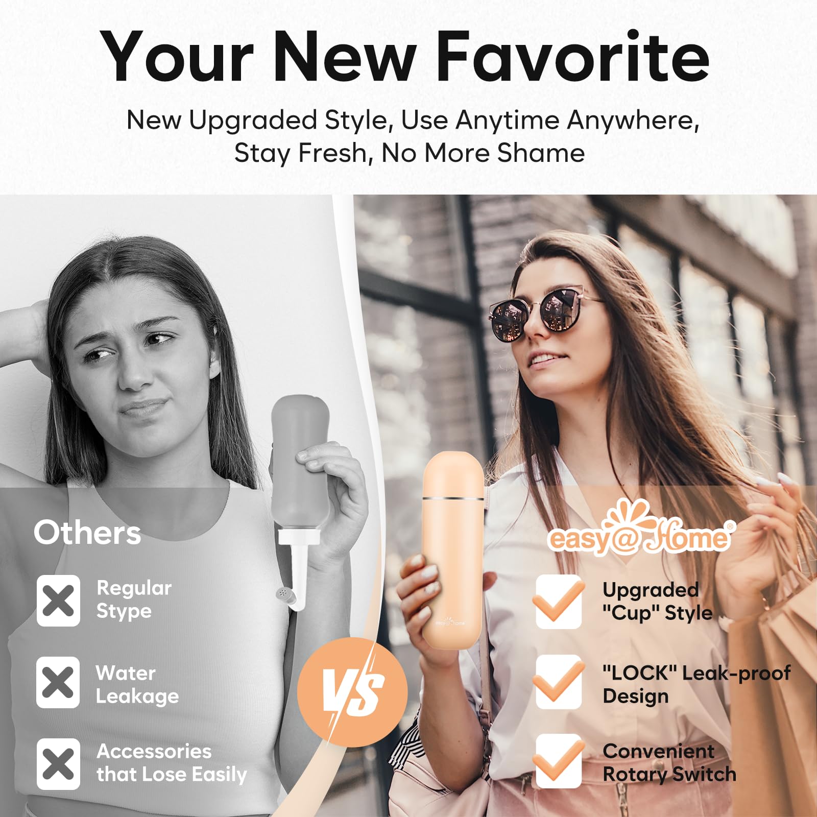 Easy@Home Portable Travel Bidet: Peri Bottle for Postpartum Care - Handheld Sprayer Kit with 380mL (12.8 oz) Large Capacity Bottle - Personal Hygiene Water Spray for Women & Men | EPB-01 Brown