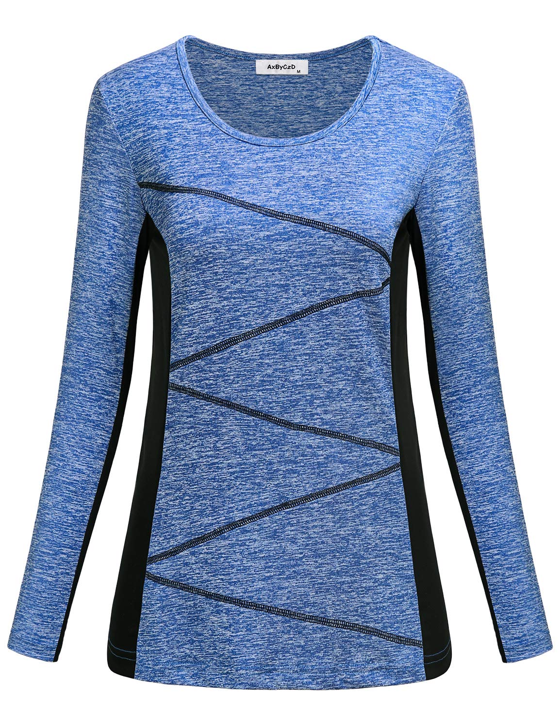 AxByCzD Exercise Tops for Women Yoga Long Sleeve Athletic Wear Running Training Performance Pilates Spring Workout Outdoor Clothes Blue XL