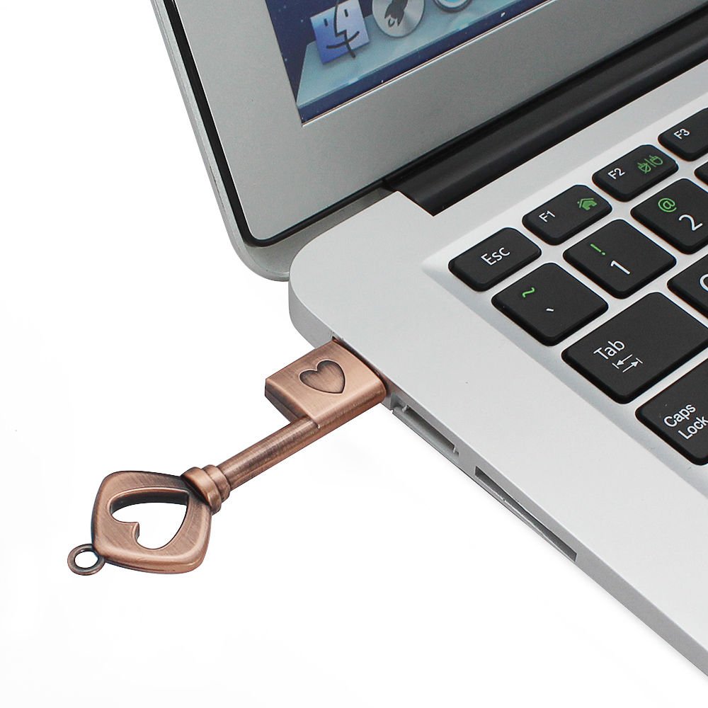 Usbkingdom 32GB USB 2.0 Flash Drive Metal Heart Key Ring Shape Waterproof Key Chain USB Pen Drive Memory Stick Pendrive Thumb Drive